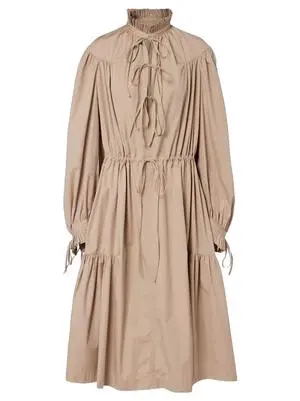 Dries Van Noten Ruffled Cotton Shirt Dress - Beige