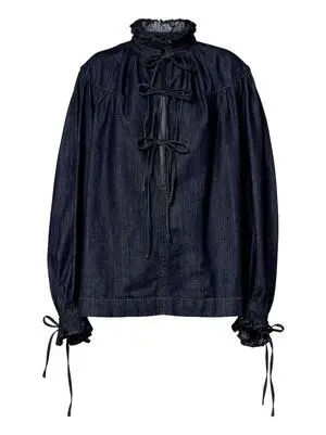 Dries Van Noten Dries Van Noten Ruffled Cotton Blouse Blue