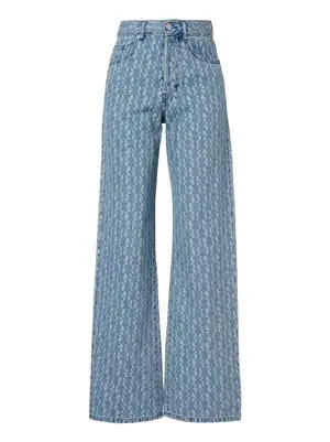 Dries Van Noten Printed Wide-leg Jeans - Blue