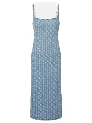 Dries Van Noten Printed Denim Midi Dress - Blue
