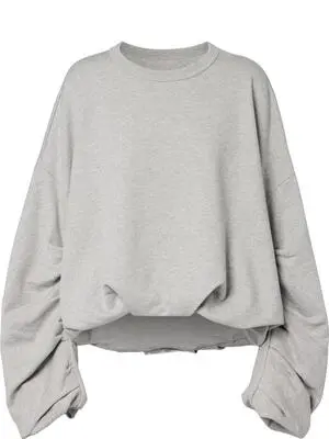 Dries Van Noten Draped Cotton Jersey Sweatshirt - Grey