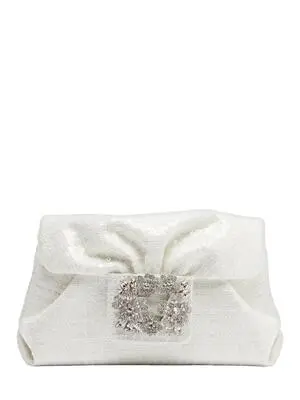 ROGER VIVIER Efflorescence Micro Sequined Clutch - White