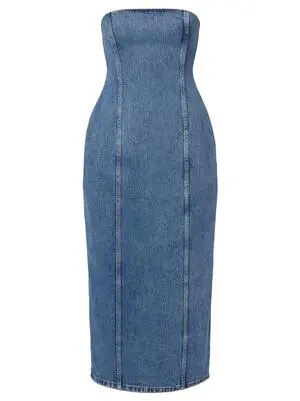 MAGDA BUTRYM Strapless Denim Bustier Dress