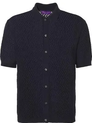 Ralph Lauren Purple Label Chevron Cotton Polo Shirt - Black