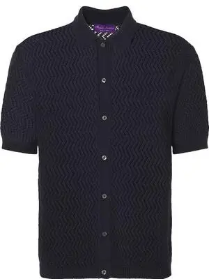 RALPH LAUREN PURPLE LABEL Chevron Cotton Polo Shirt