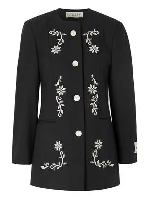 S.S.DALEY Embroidered Wool Jacket - Black