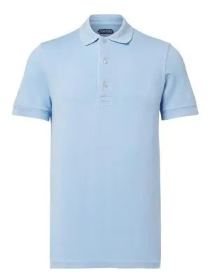 TOM FORD Piqué Polo Shirt - Blue