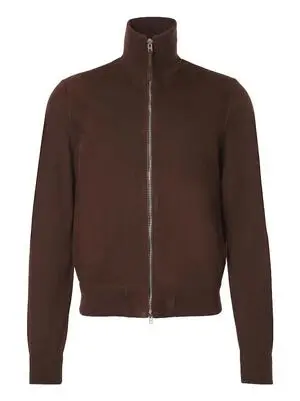TOM FORD Suede-paneled Wool-blend Zip-up Sweater - Brown