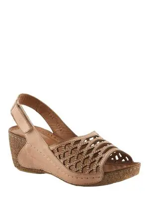 SPRING STEP SHOES Denair Slingback Wedge Sandals - Peach