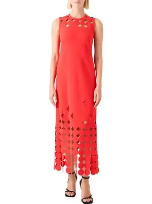 Akris Dot Cutout Sleeveless Shift Dress - Bright Red