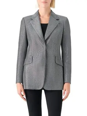 Akris Metallic Bird's Eye Knit Blazer - Brushed Steel