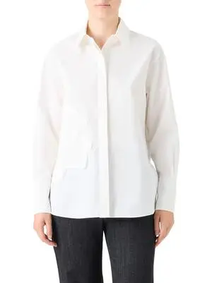 Akris Floral Appliqué Button-up Shirt - Cream