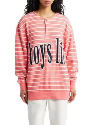 BOYS LIE Striped Cotton Blend Crewneck Top - Red Multi