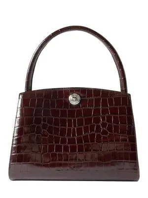 LIFFNER Pushlock Lady Croc-effect Leather Shoulder Bag - Brown