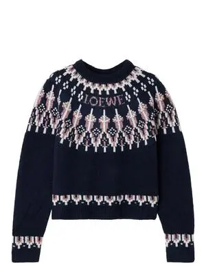 Loewe Sequin-embellished Fair Isle Wool-blend Sweater - Blue