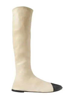 CHRISTEN Tabi Stretch-leather Knee Boots - White