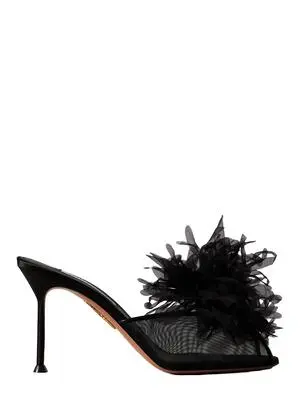 AQUAZZURA Poème 85 Embellished Mules - Black