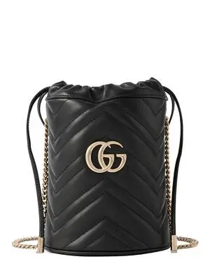 Gucci Gg Marmont Mini Matelassé Leather Bucket Bag - Black