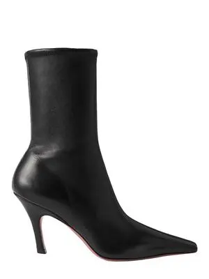 Amina Muaddi Jamie Leather Ankle Boots - Black
