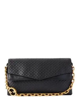 Gucci Chain-detailed Logo-debossed Leather Shoulder Bag - Black