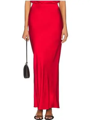 BOBI Midi Bias Cut Skirt - Red