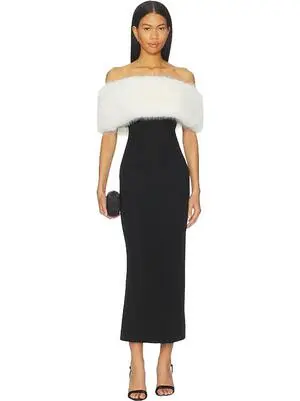Lpa Midi Dress With Faux Fur Trim - Black
