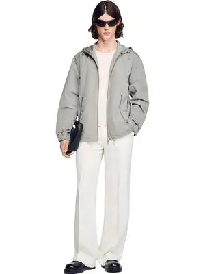 Sandro Technical Hooded Jacket - Aluminum