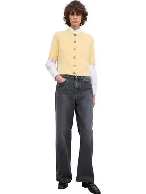 HOUSE OF DAGMAR Brushed Alpaca Cardigan Top - Pale Yellow