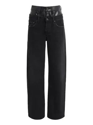 AGOLDE Elson Double-waist Straight Jeans - Black
