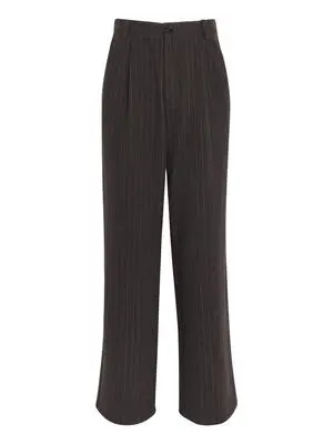 Oliver Spencer Wool-blend Pinstripe Wide-leg Trousers - Brown