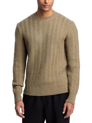 BOSS Hitalo Textured Crewneck Sweater - Open Brown