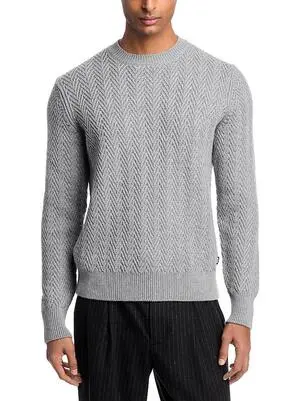 BOSS Hitalo Textured Crewneck Sweater - Silver