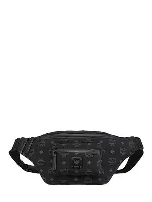 Mcm Fursten Belt Bag In Monogram Nylon - Black