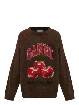 GANNI Graphic Sweater - Brown