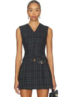 Ronny Kobo Lily Vest - Navy Green Plaid