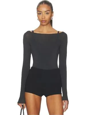 SKIMS Sheer Modal Long Sleeve Top - Onyx