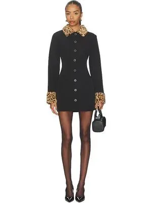 MORE TO COME Martti Mini Dress With Faux Fur Trim - Black