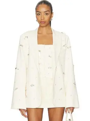 GUIZIO Embellished Oversized Blazer - Ivory