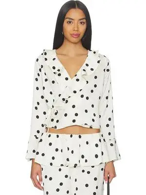 LISA SAYS GAH Ricki Wrap Top - White Dot