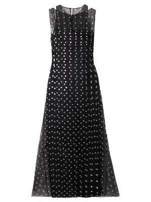 EMILIA WICKSTEAD Selina Polka-dot Silk-organza And Faille Dress - Black