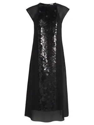 JOSEPH Chiffon Boulle 2-piece Midi Dress - Black