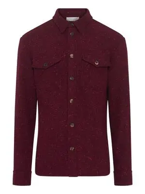 Gabriela Hearst Lucas Overshirt In Speckled Cashmere - Bordeaux