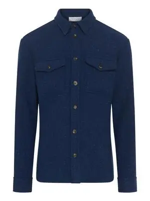 GABRIELA HEARST Lucas Overshirt In Electric Navy Speckled Cashmere