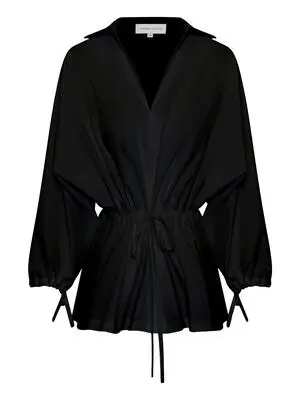 ANDRES OTALORA Andres Otalora Amadamia Tie-Detailed Stretch-Cotton Blouse