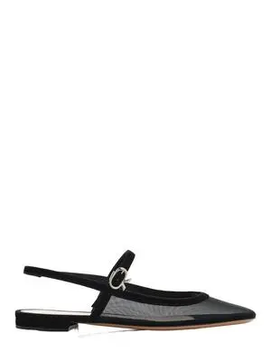 GIANVITO ROSSI Mesh Slingback Flats - Black