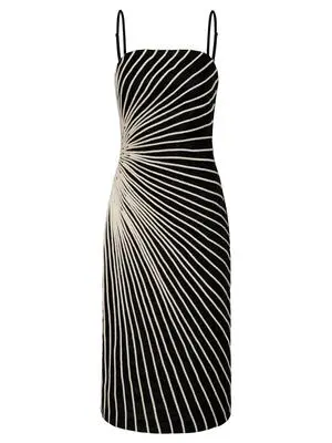 ANDRES OTALORA Imani De Amor Embroidered Linen Midi Dress - Black