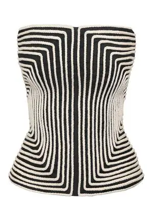 ANDRES OTALORA Nyota Alma Embroidered Linen Top - Black