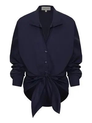 ANDRES OTALORA Dalila Tie-front Blouse - Navy