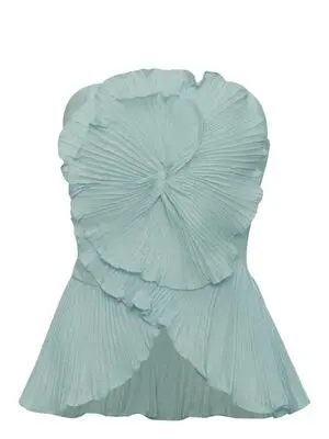ANDRES OTALORA Imara Pleated Linen Top - Light Blue