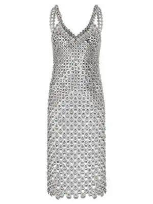 Rabanne Metallic Midi Dress - Silver
